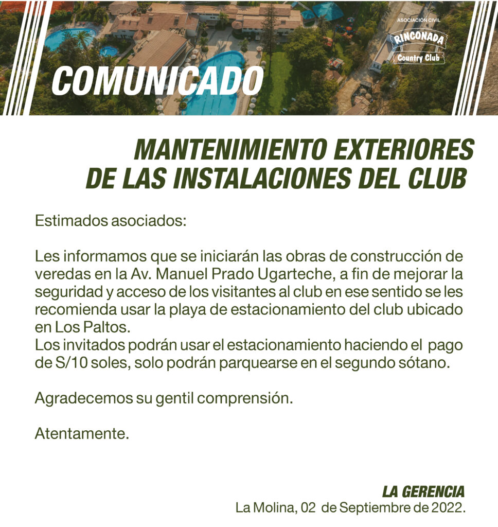 Mantenimiento Exteriores de las Instalaciones del Club | Rinconada ...