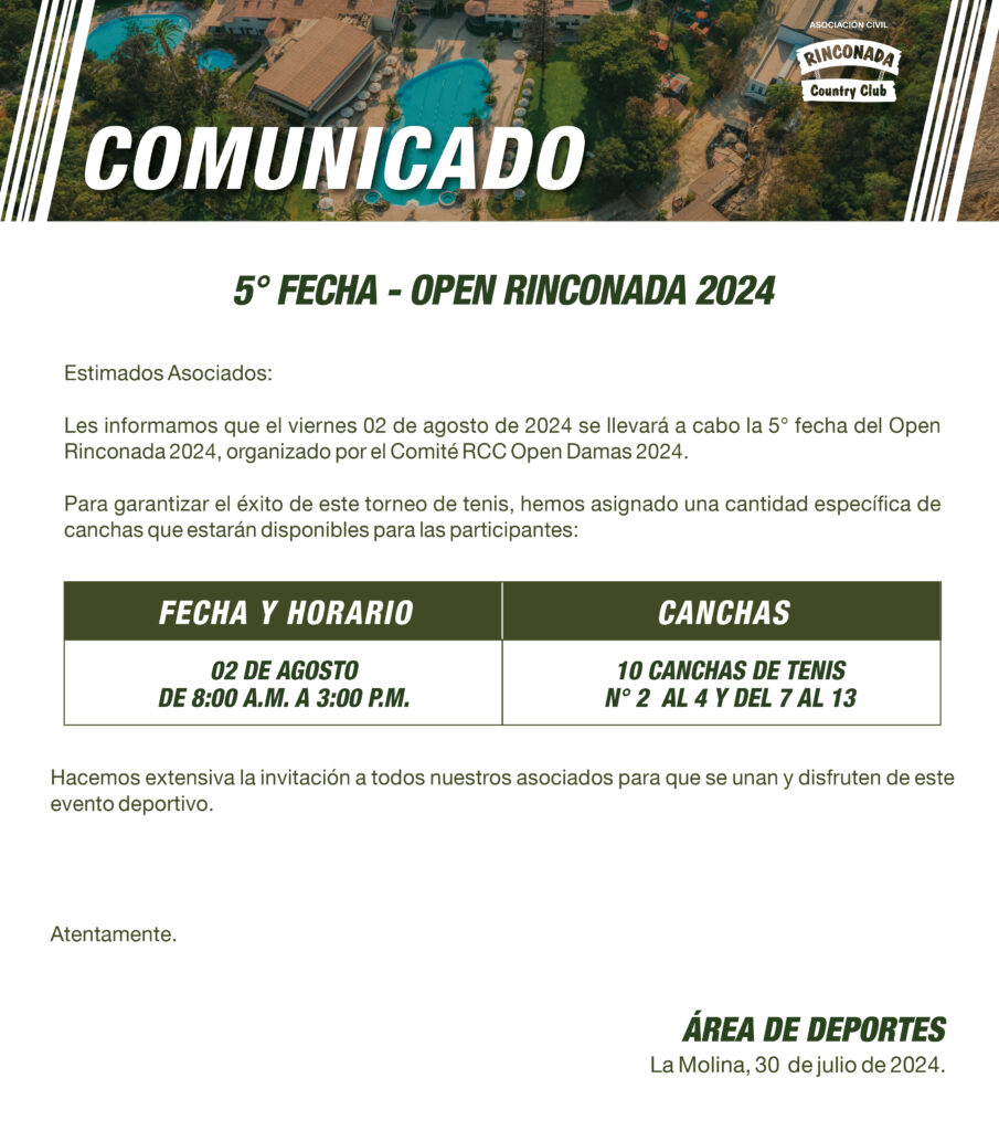 5º Fecha – Open Rinconada 2024 | Rinconada Country Club