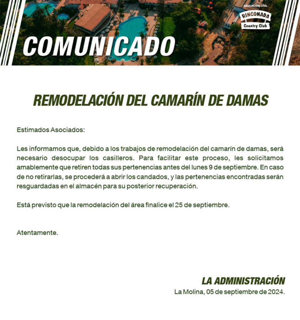 Remodelación del Camarín de Damas | Rinconada Country Club